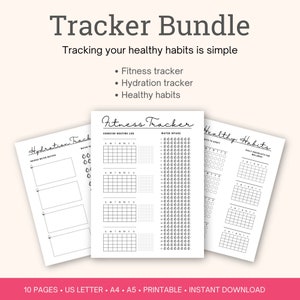 Printable Tracker Bundle, 10 Trackers for Finance, Self-care, Gratitude ...