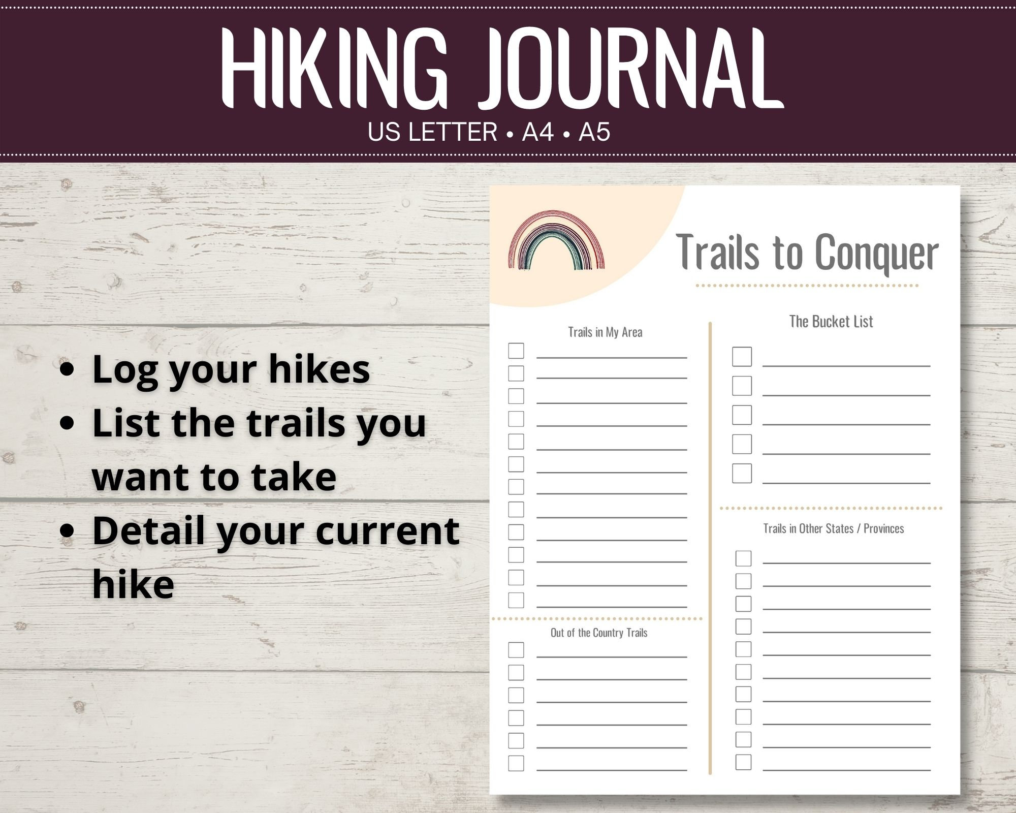 Hiking, Backpacking Printable Journal - Etsy