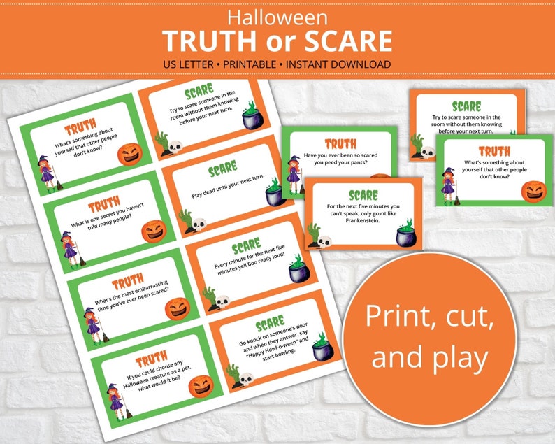 Halloween Truth or Scare Printable Party Game Halloween Party - Etsy