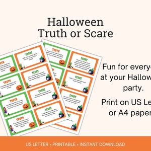 Halloween Truth or Scare Printable Party Game, Halloween Party Games ...