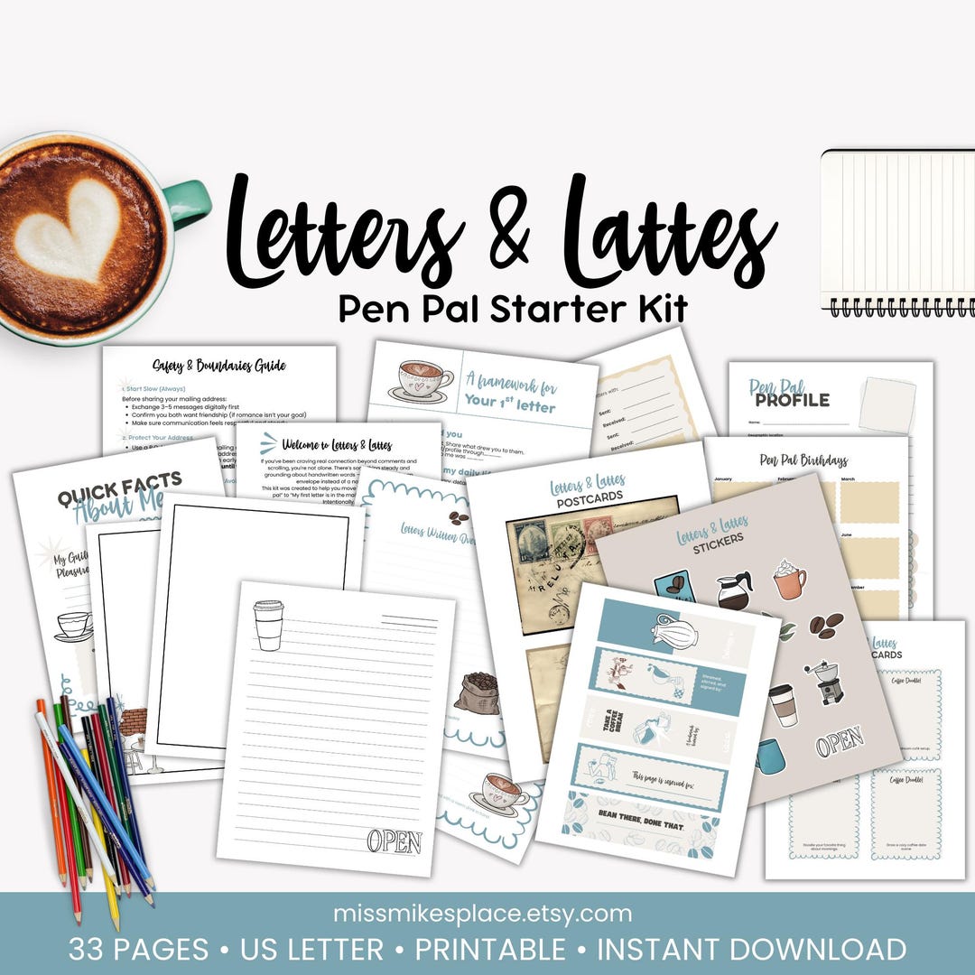 Pen Pal Printable Starter Kit, Stationery Bundle for Letter Writing - Etsy