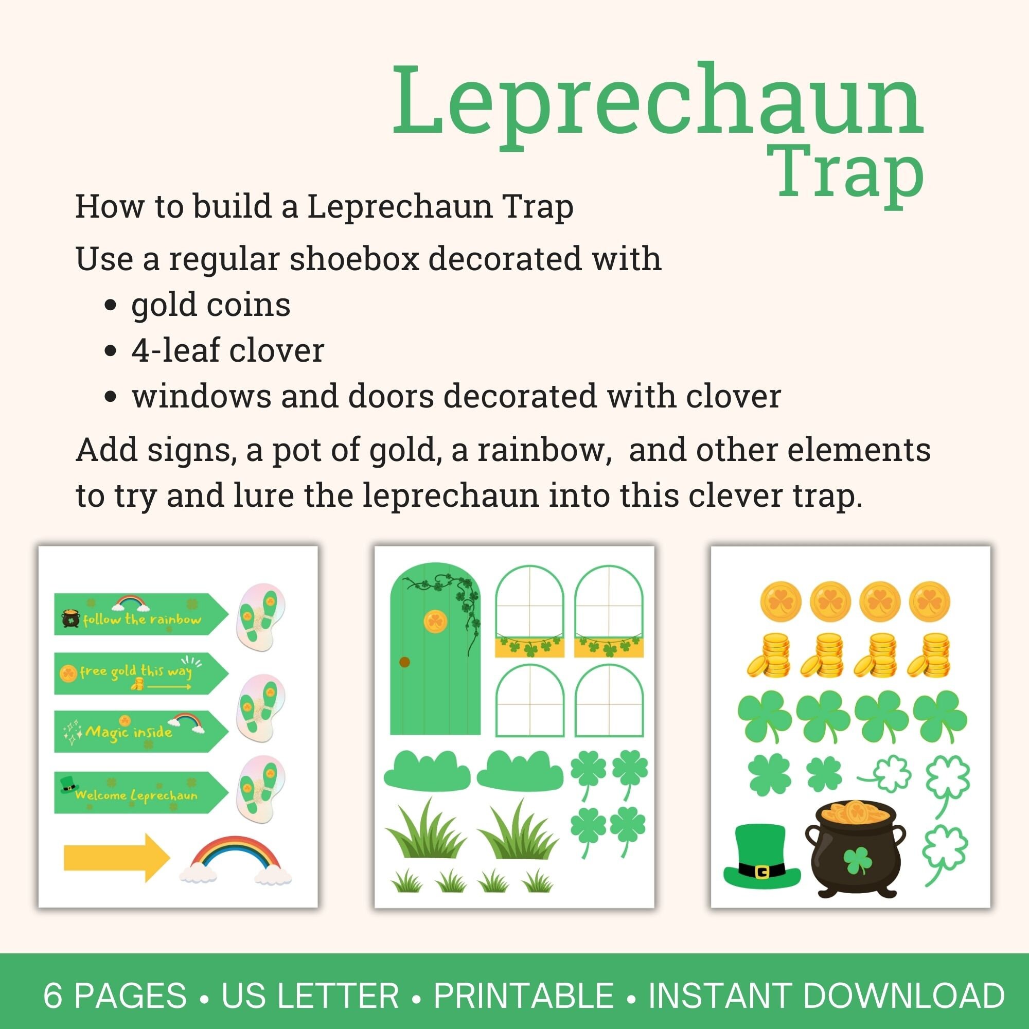 Leprechaun Trap Printable, Leprechaun Trap Kit for Kids, St Patrick's ...