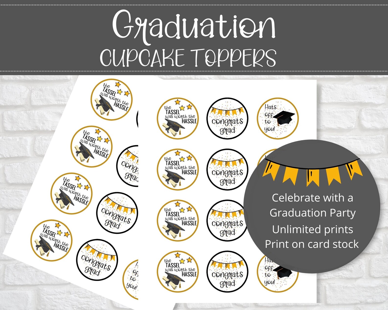 Graduation Printable Cupcake Toppers Graduation Party Decor - Etsy