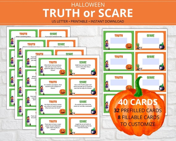 Halloween Truth or Scare Printable Party Game Halloween Party - Etsy