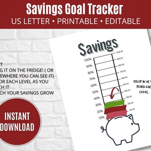Savings Tracker, Editable and Printable - Etsy