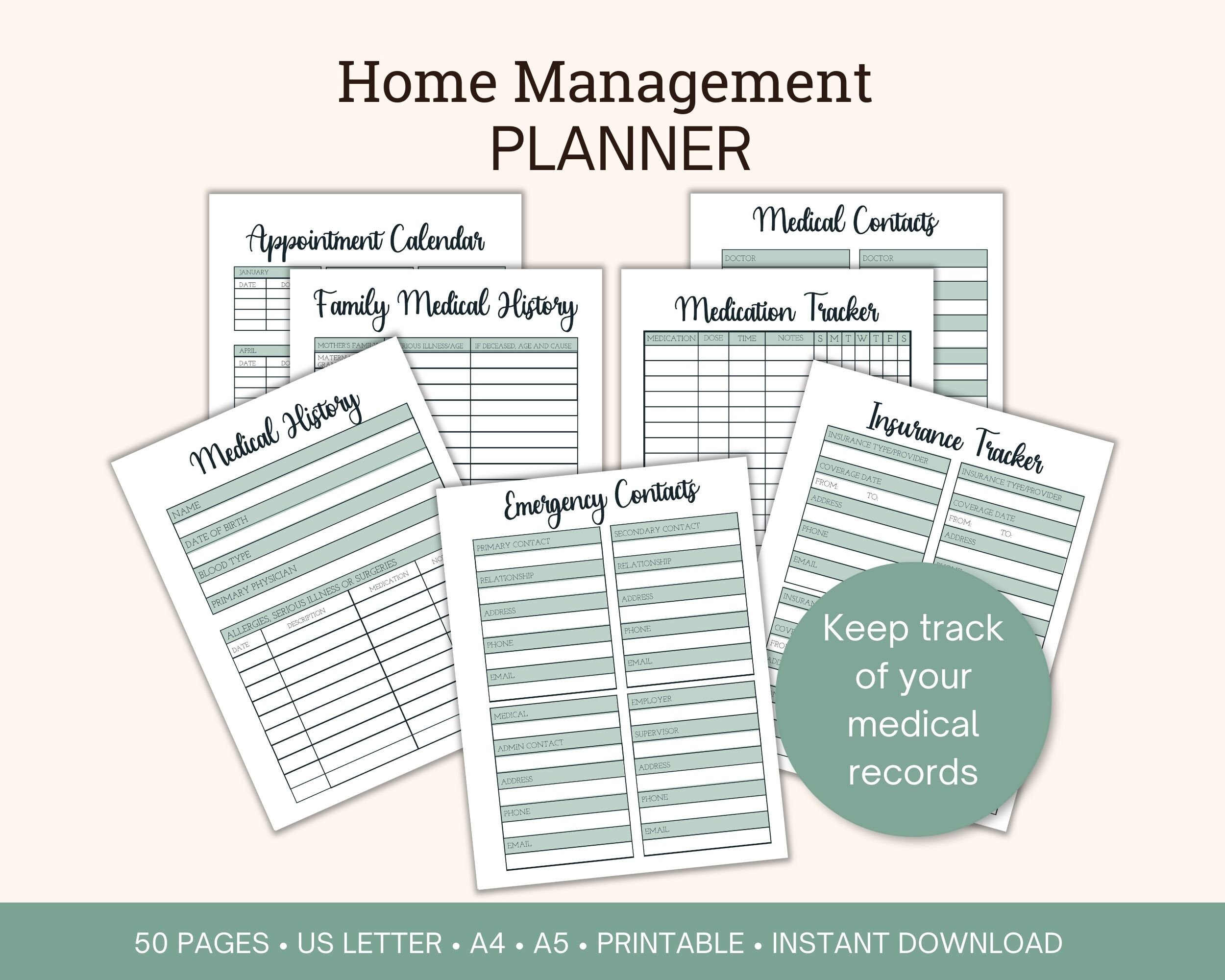 Home Management Binder Printable, Household Binder, Emergency Binder ...