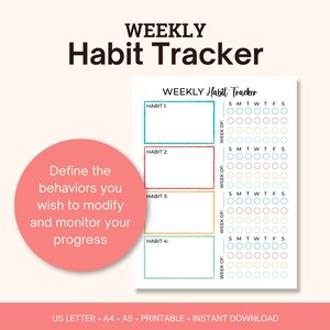 Weekly Habit Tracker Printable, Daily Mood Tracker, Habit Tracker ...