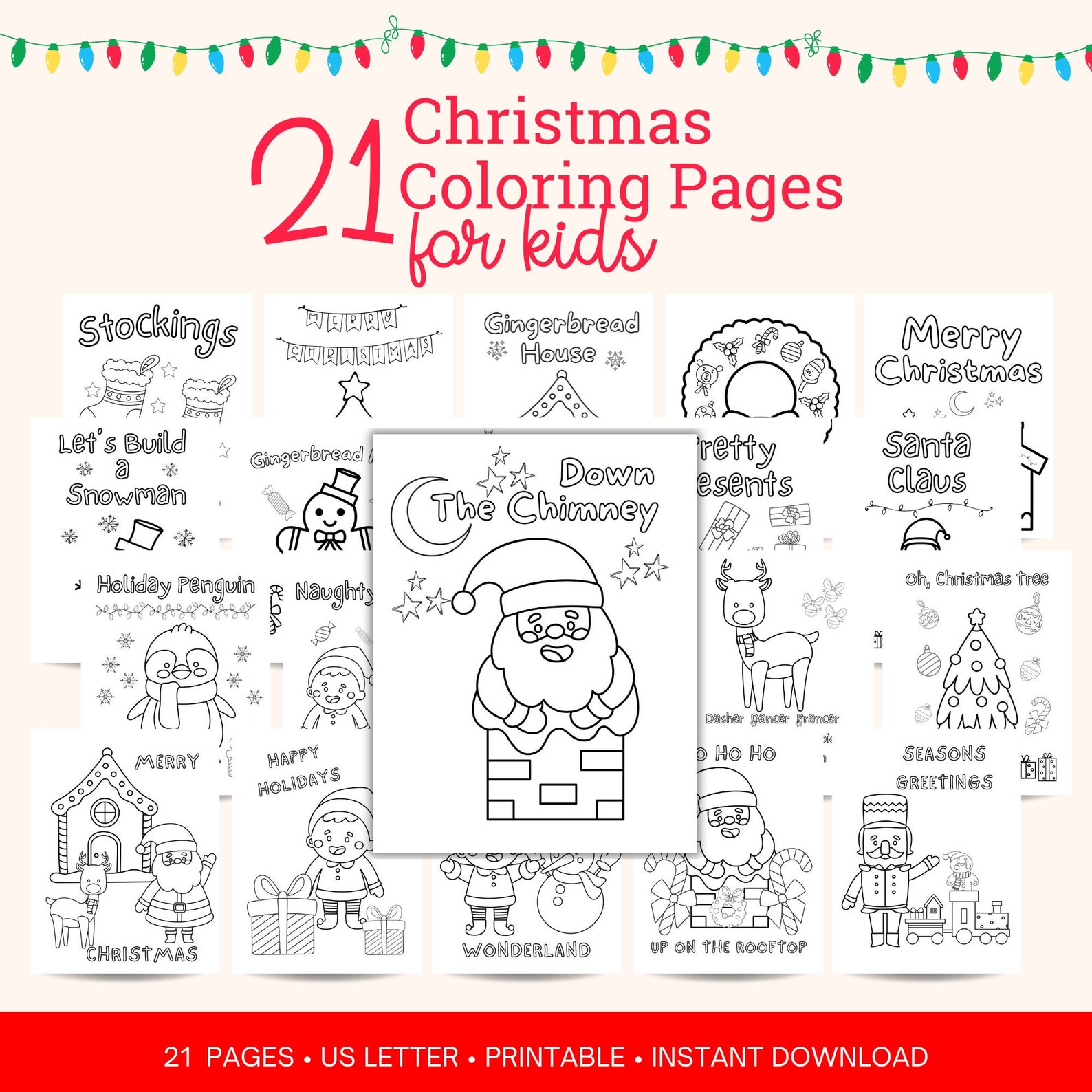21 Christmas Coloring Sheets for Kids, Christmas Printable Coloring ...