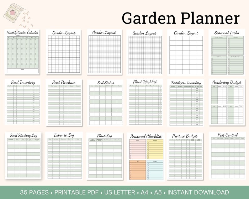 Garden Planner Printable Bundle for Vegetable and Flower Garden ...