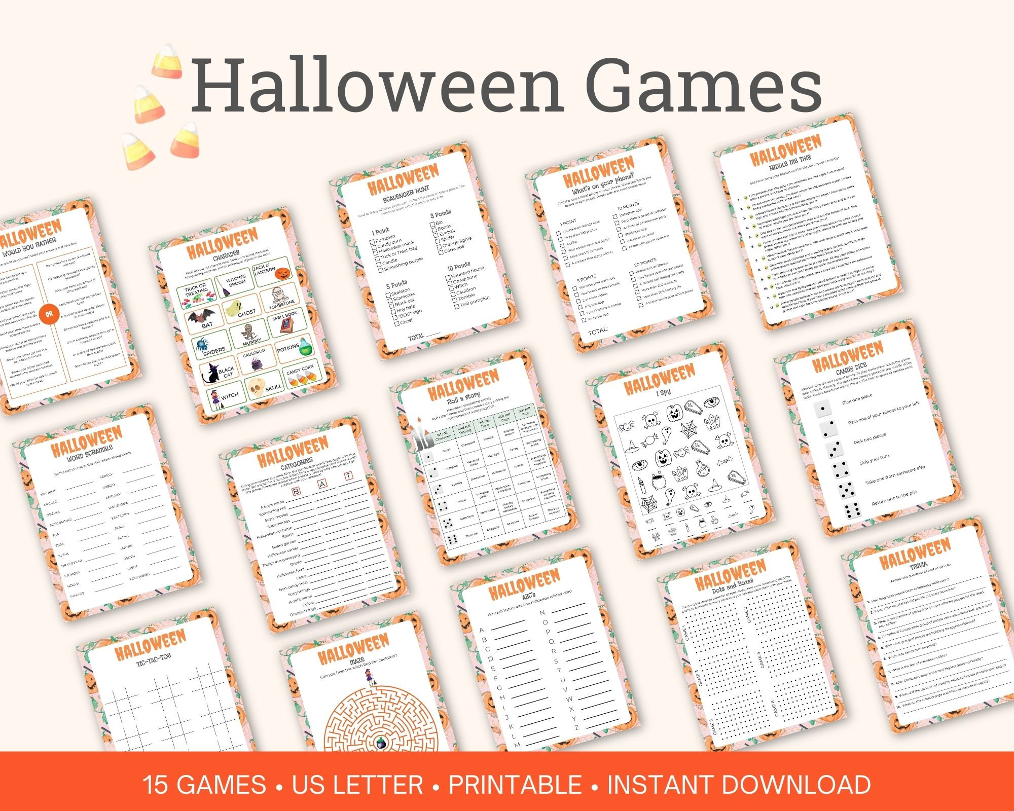 Halloween Printable Games for Kids | Halloween Games Bundle | Halloween ...