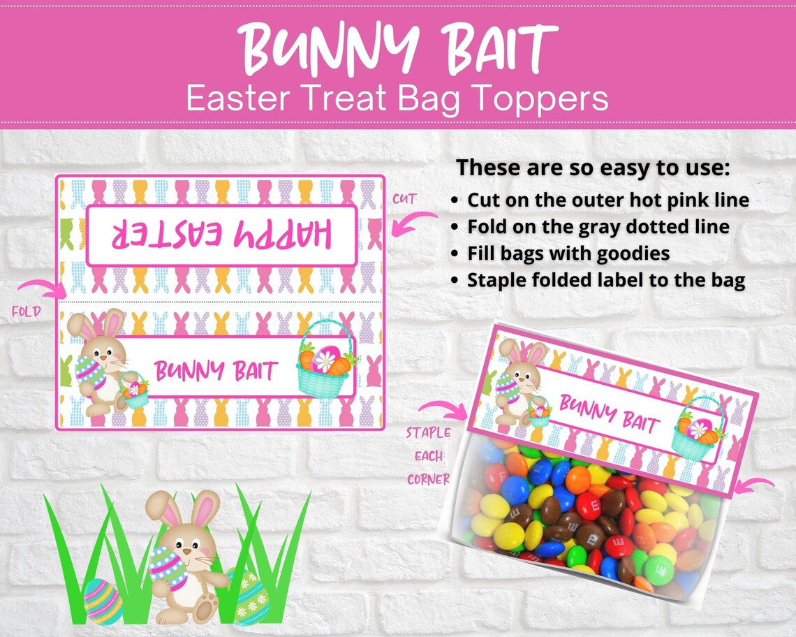 Easter Bunny Bait Treat Bag Toppers Printable, Easter Basket Stuffers ...