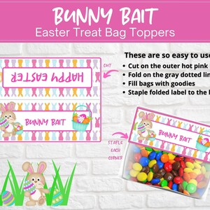 Easter Bunny Bait Treat Bag Toppers Printable, Easter Basket Stuffers ...