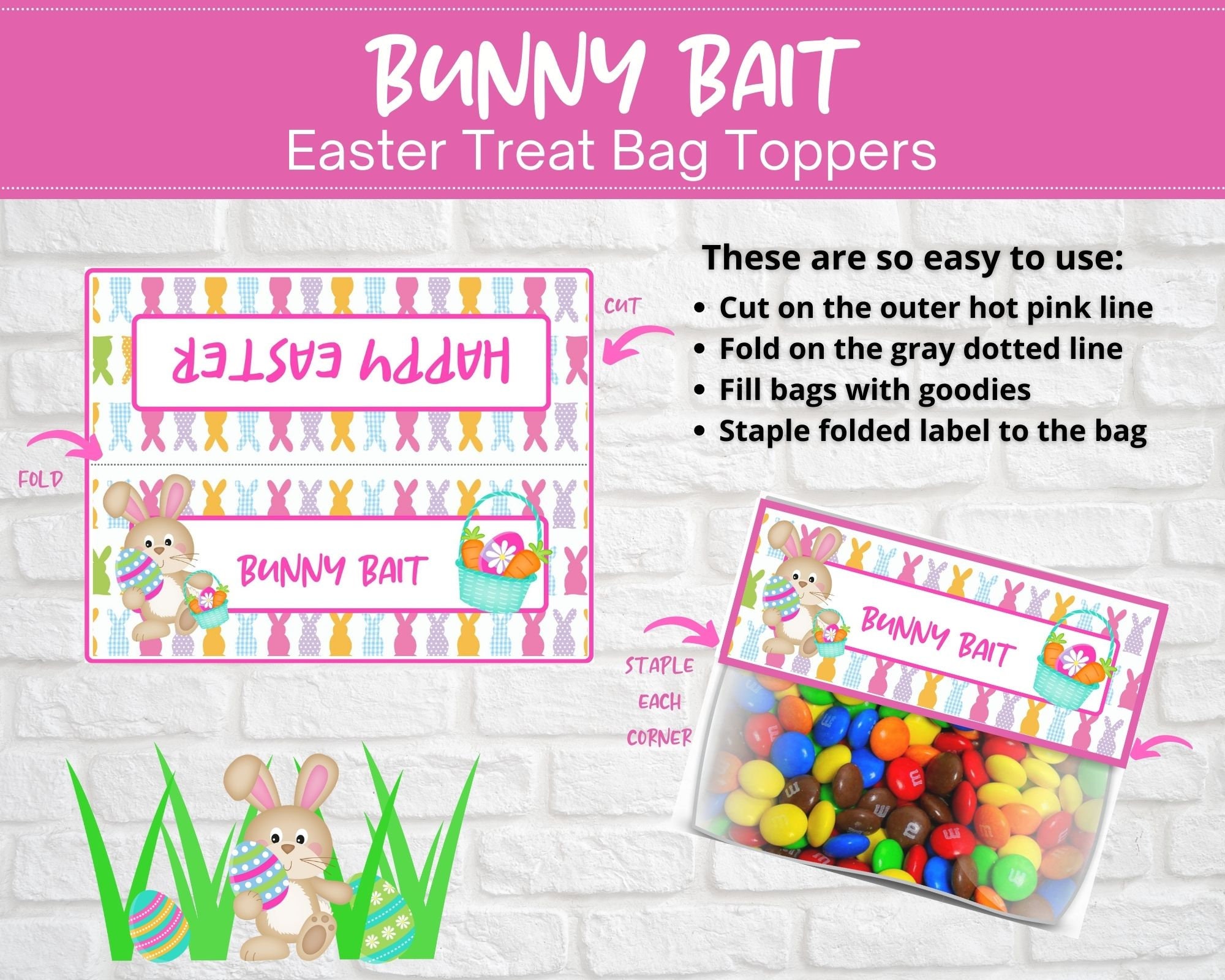 Easter Bunny Bait Treat Bag Toppers Printable, Easter Basket Stuffers ...