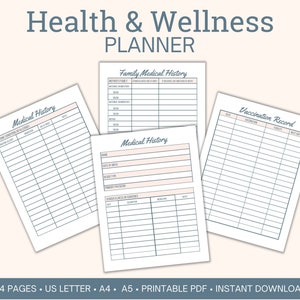 Health and Wellness Planner Printable, Health Care Binder, Medical ...