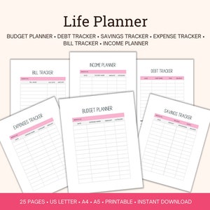 Life Planner Printable Pink Minimalist, Life Binder, All-in-one Planner ...