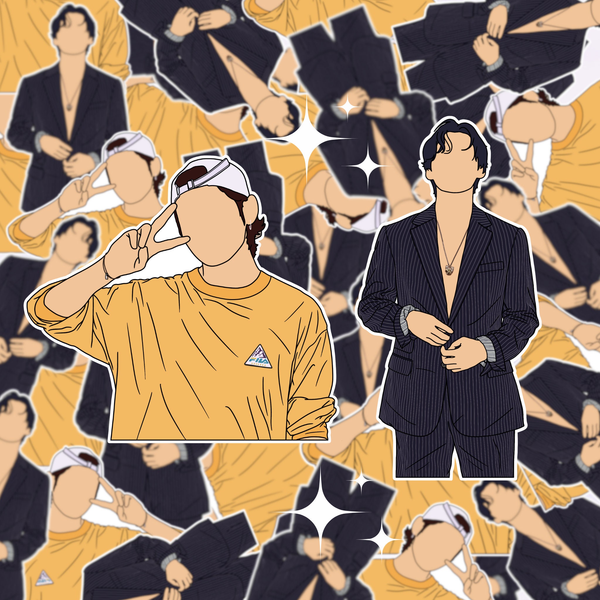 BTS Stickers Taehyung V Sticker Pack 2 - Etsy