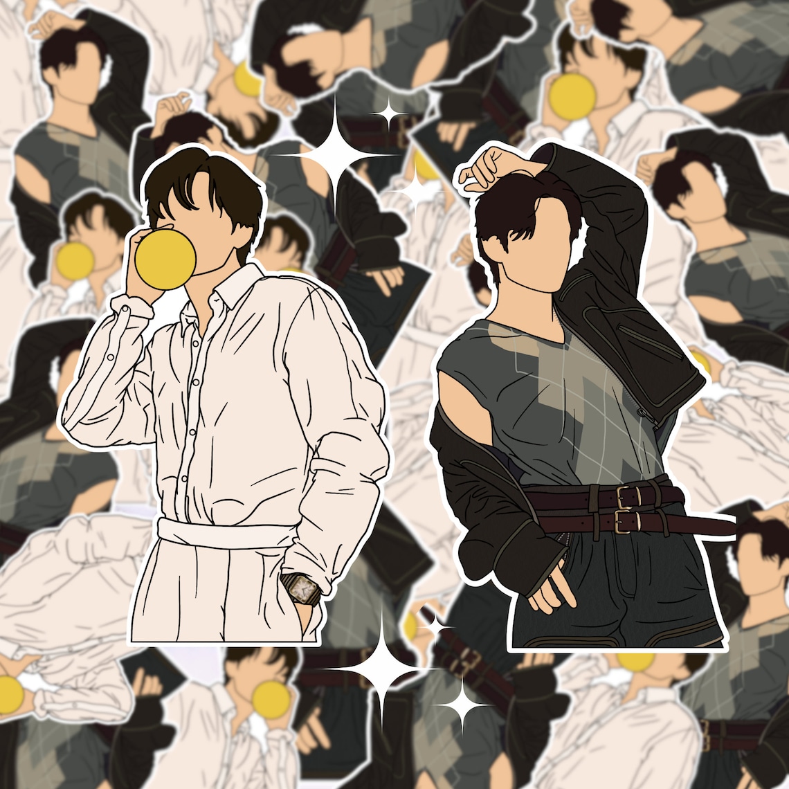 BTS Stickers Taehyung V Sticker Pack 2 - Etsy