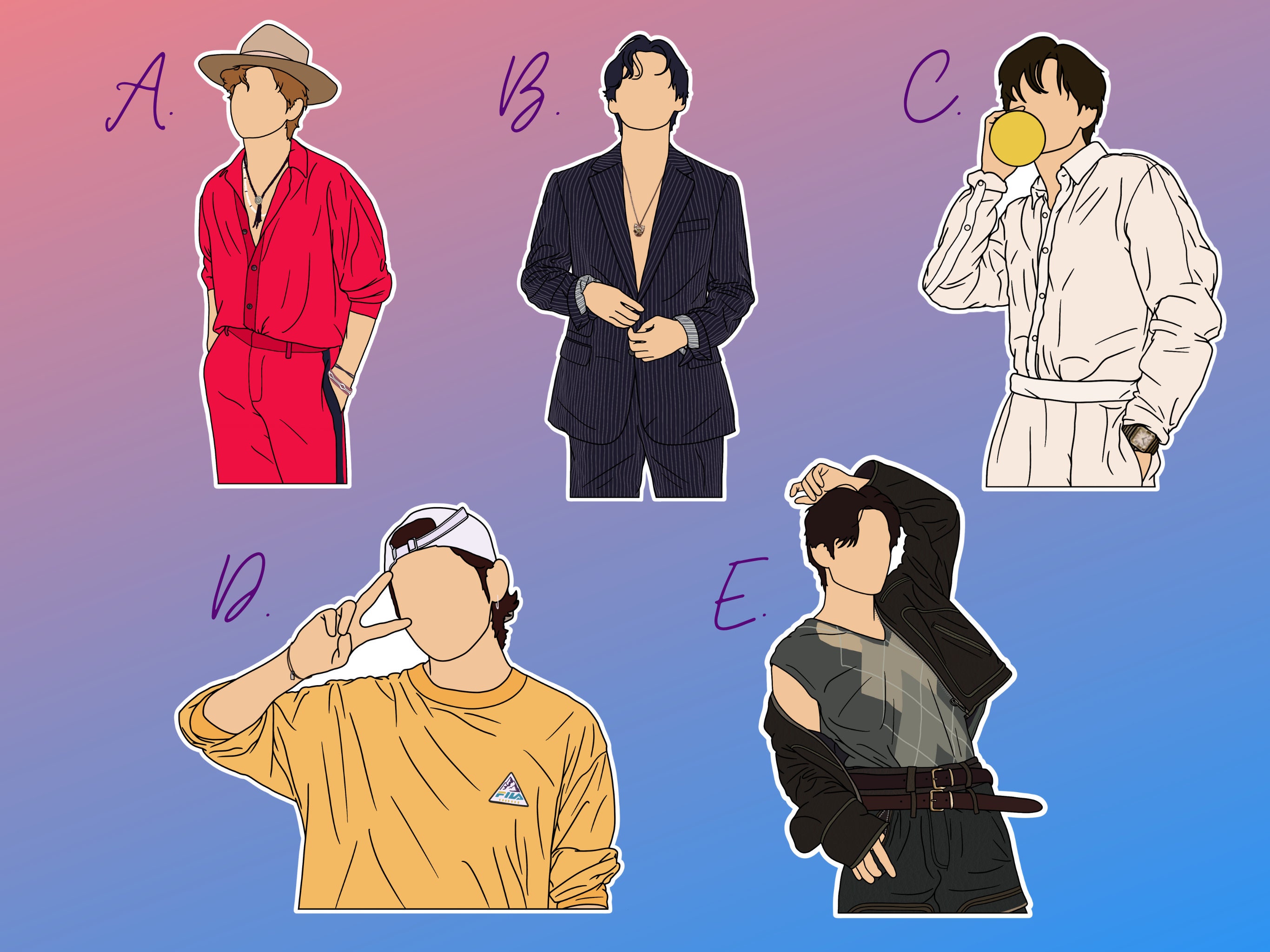 BTS Stickers Taehyung V Sticker Pack 2 - Etsy