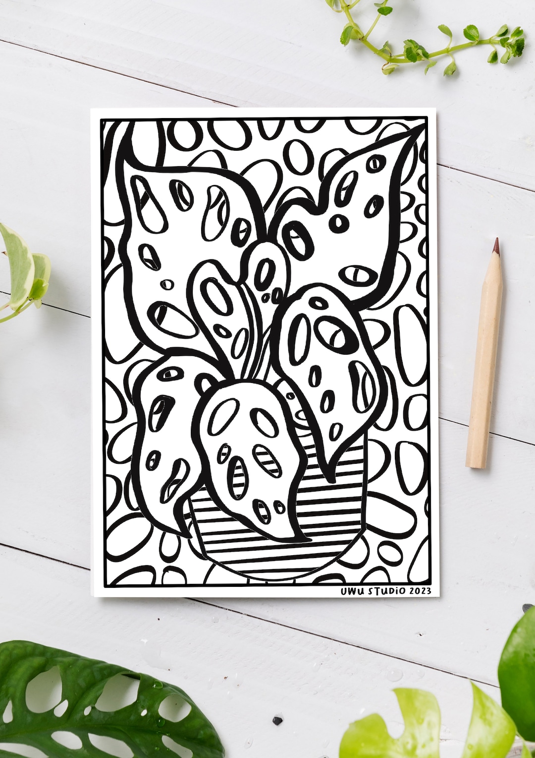 Monkey Mask Monstera/ Colouring Page/ Digital Download - Etsy