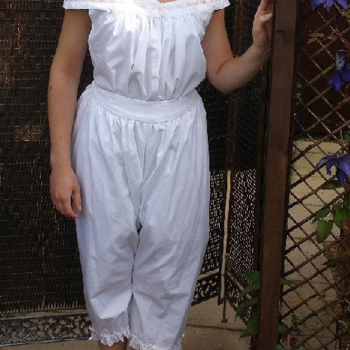 Victorian Style White Cotton/satin Bloomers Underwear Pants - Etsy