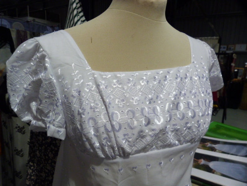 Regency White Embroidered Dress - Etsy