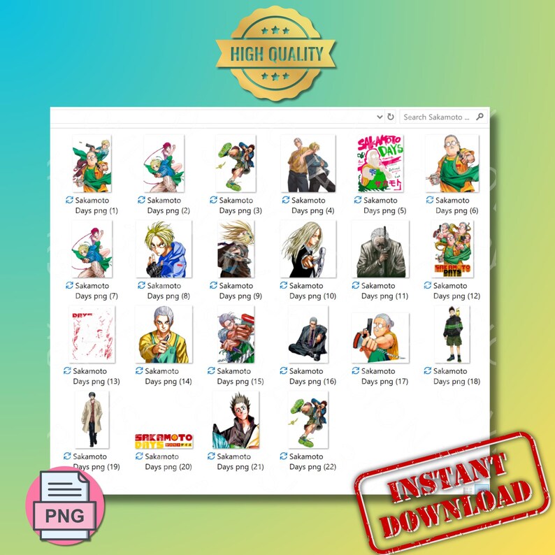 Sakamoto Days PNG Bundle – 22 Transparent Anime Clipart Files – Digital ...