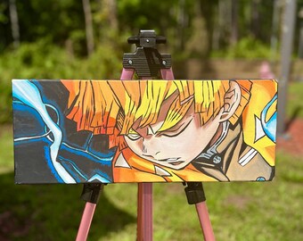 Demon Slayer Zenitsu Agatsuma Anime Painting on Canvas 11 X 14 - Etsy