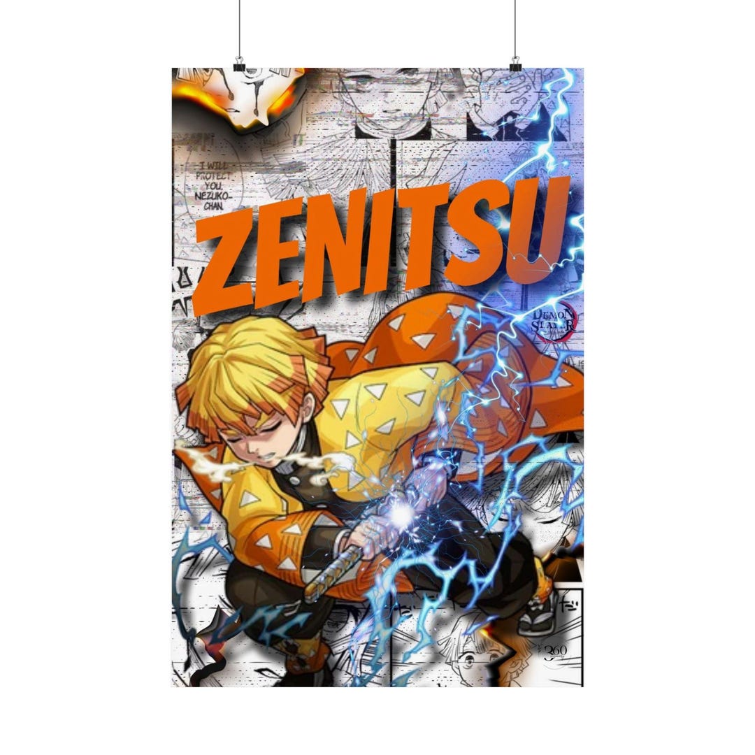 Anime Poster Print, Zenitsu Demon Slayer Matte Vertical Wall Art, Otaku ...