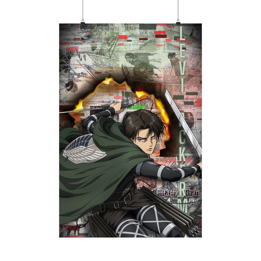 Custom Levi Ackerman Vertical Poster, Attack on Titan Wall Art Decor ...