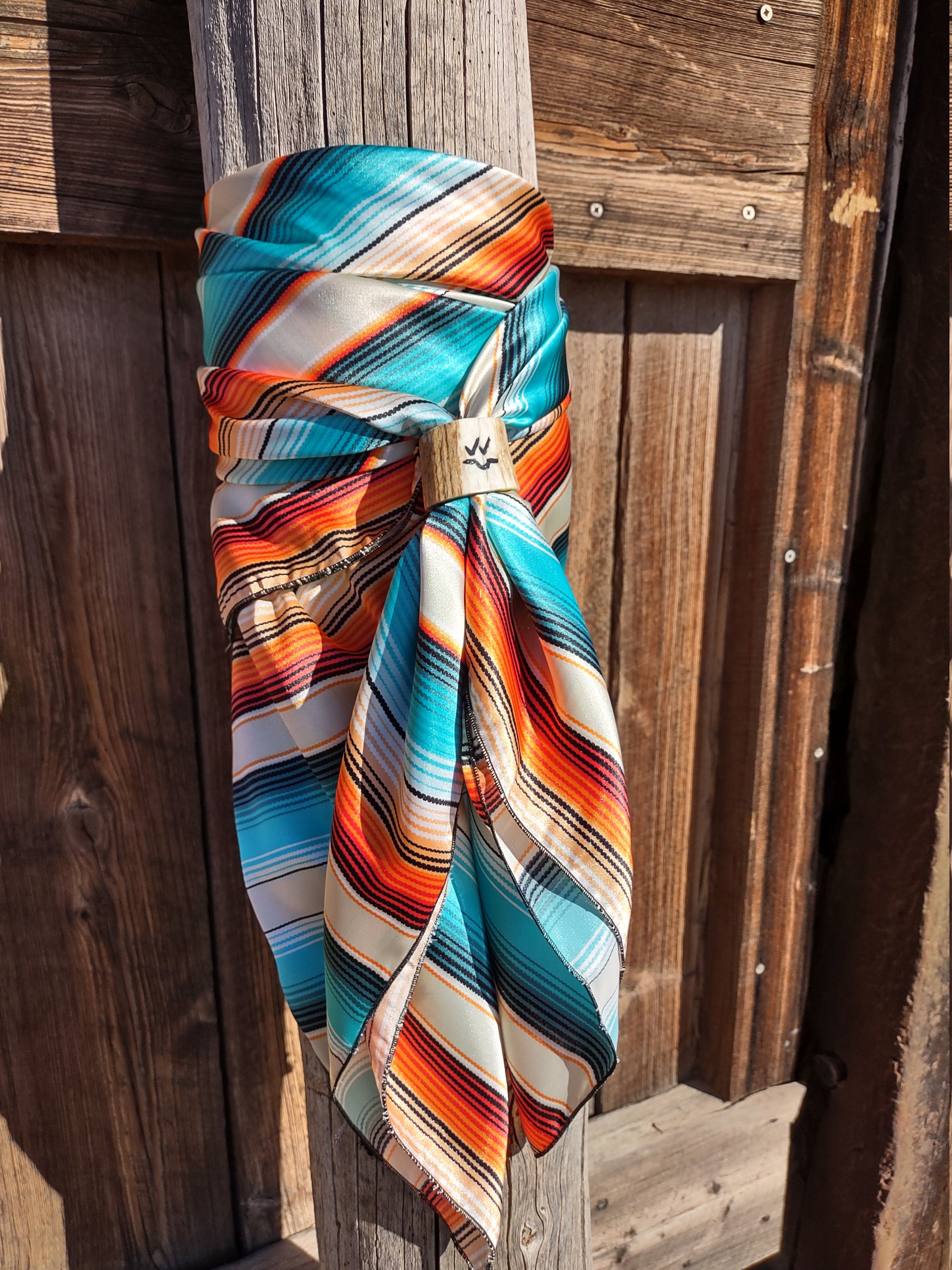 Wild Rag, Teal Orange and Blue Serape, Western Wild Rag, Cowboy Western ...