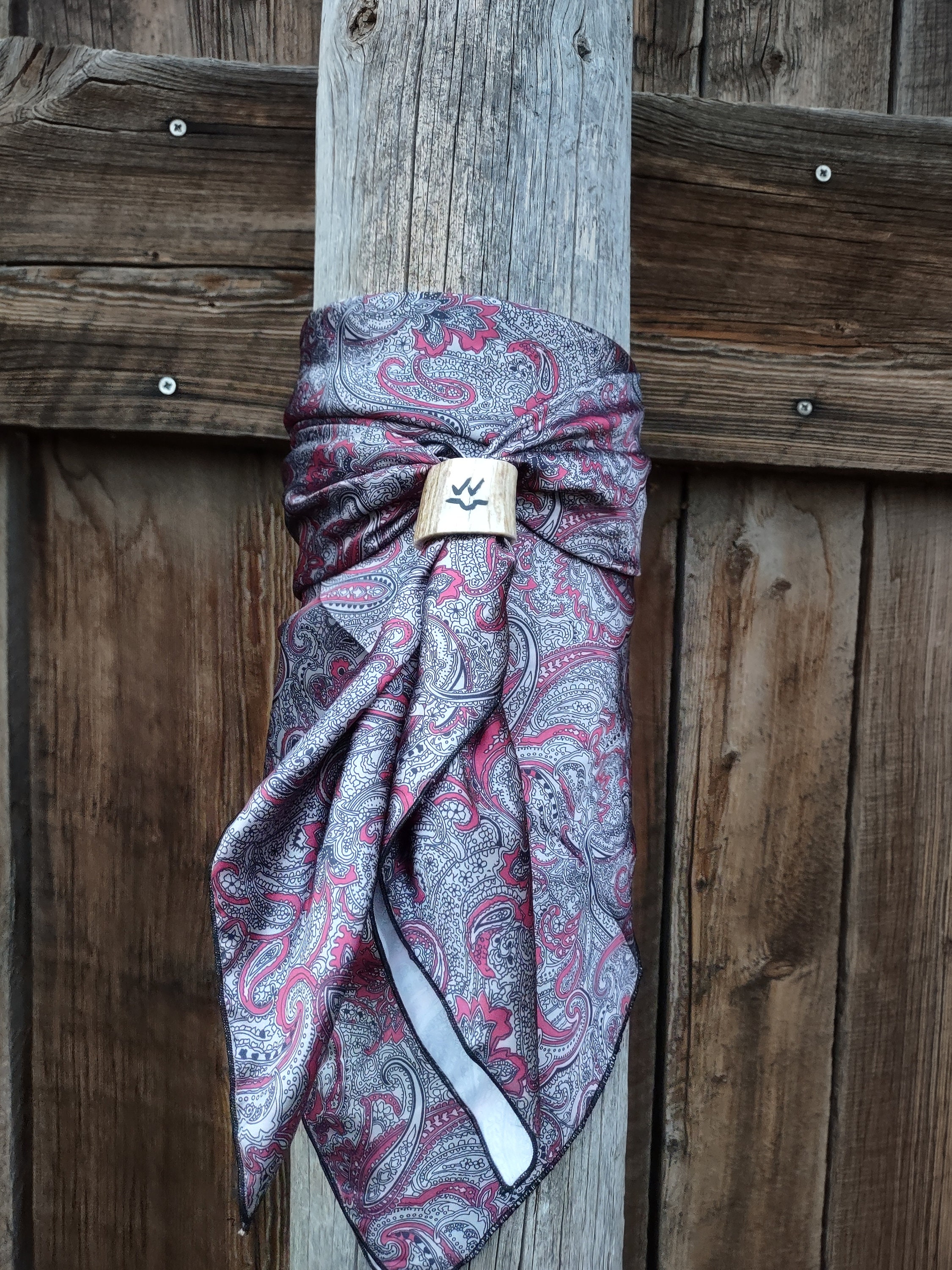 Wild Rag, Red and Silver Paisley Wild Rag, Western Neck Scarf - Etsy