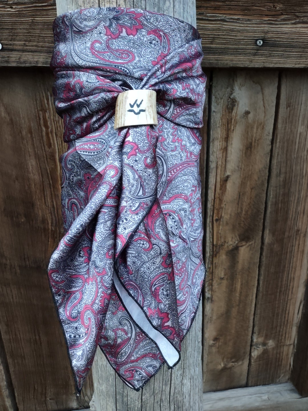 Wild Rag, Red and Silver Paisley Wild Rag, Western Neck Scarf - Etsy