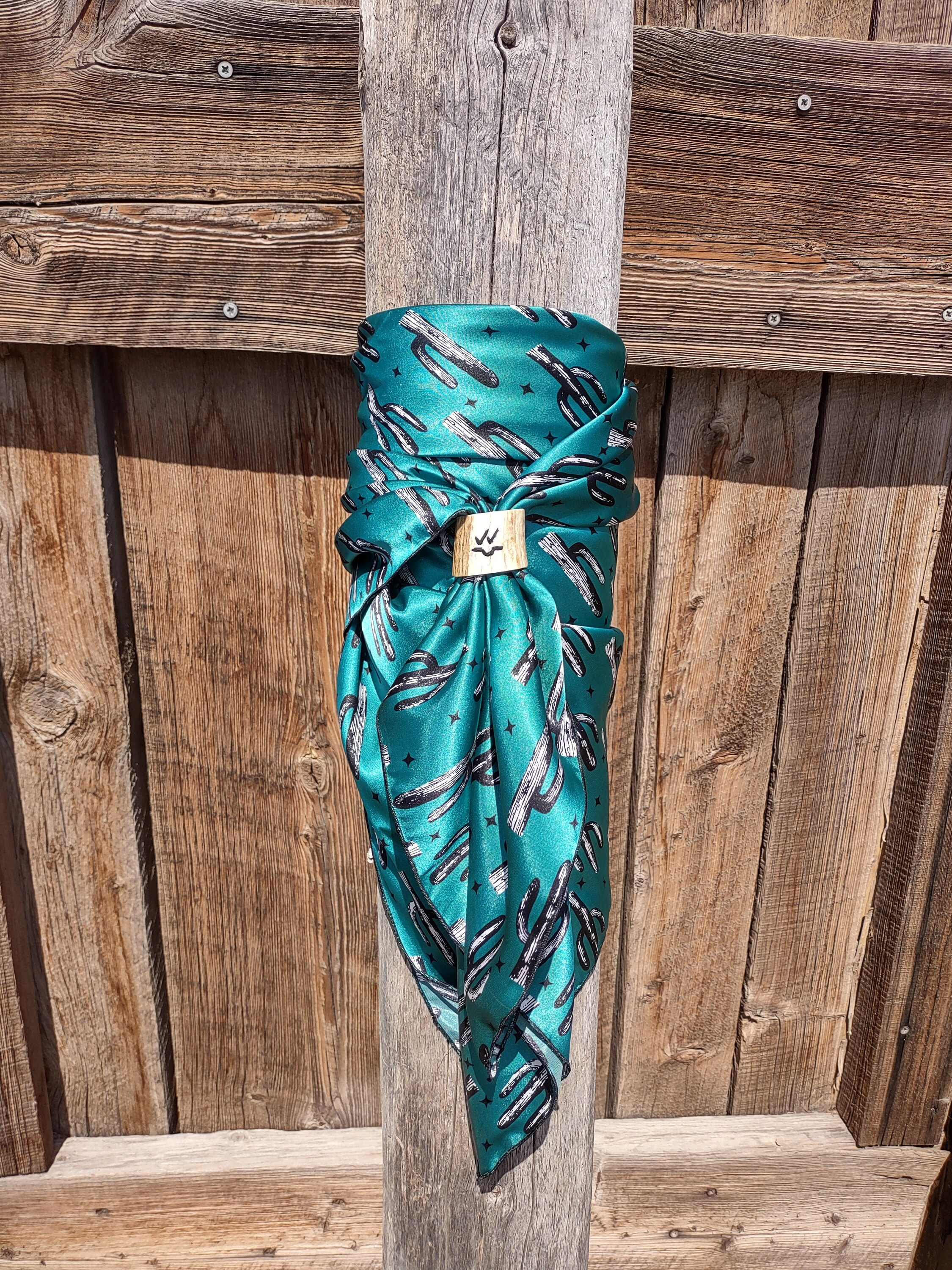 Wild Rag Green With Cactus Western Wild Rag Cowboy Western - Etsy