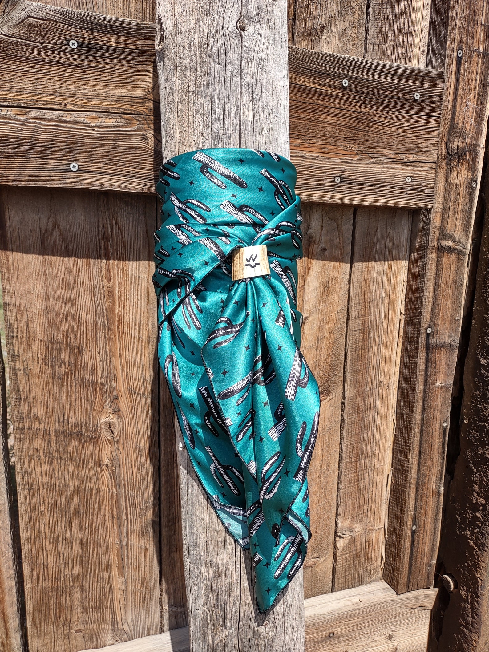 Wild Rag Green With Cactus Western Wild Rag Cowboy Western - Etsy