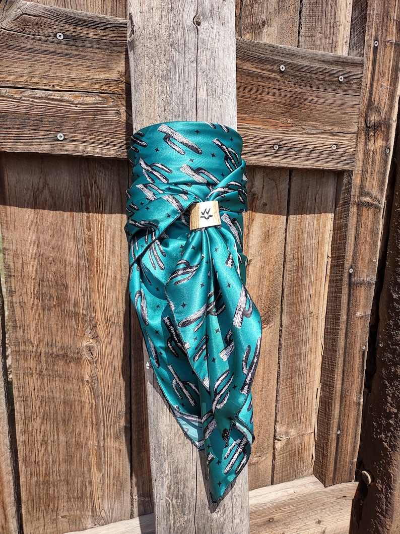 Wild Rag Green With Cactus Western Wild Rag Cowboy Western - Etsy