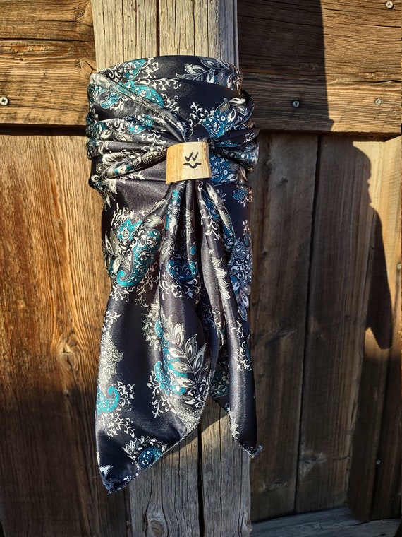 Wild Rag Blue and Black Paisley Western Wild Rag Cowboy | Etsy