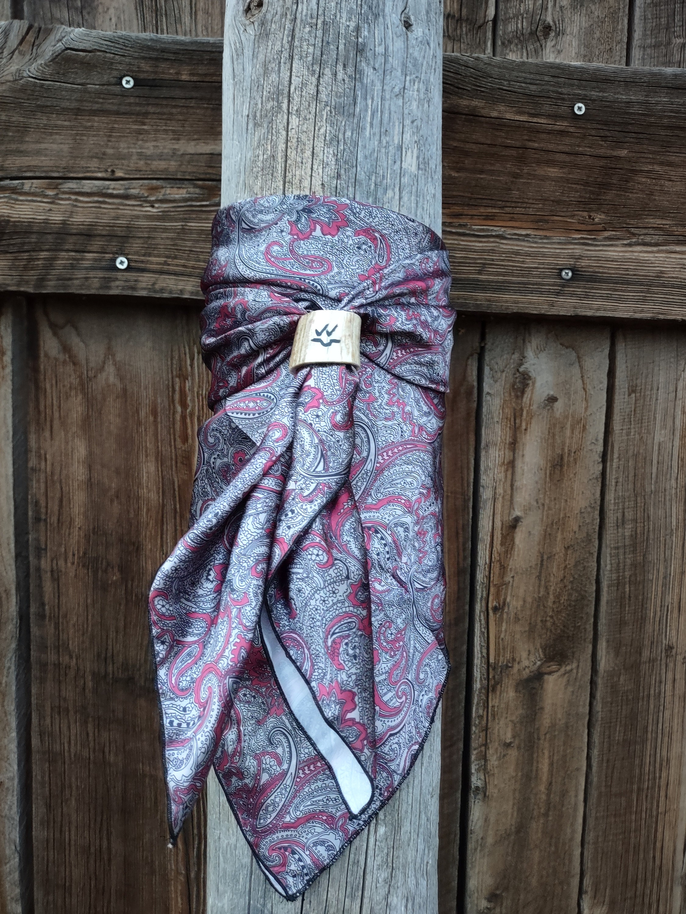 Wild Rag, Red and Silver Paisley Wild Rag, Western Neck Scarf - Etsy