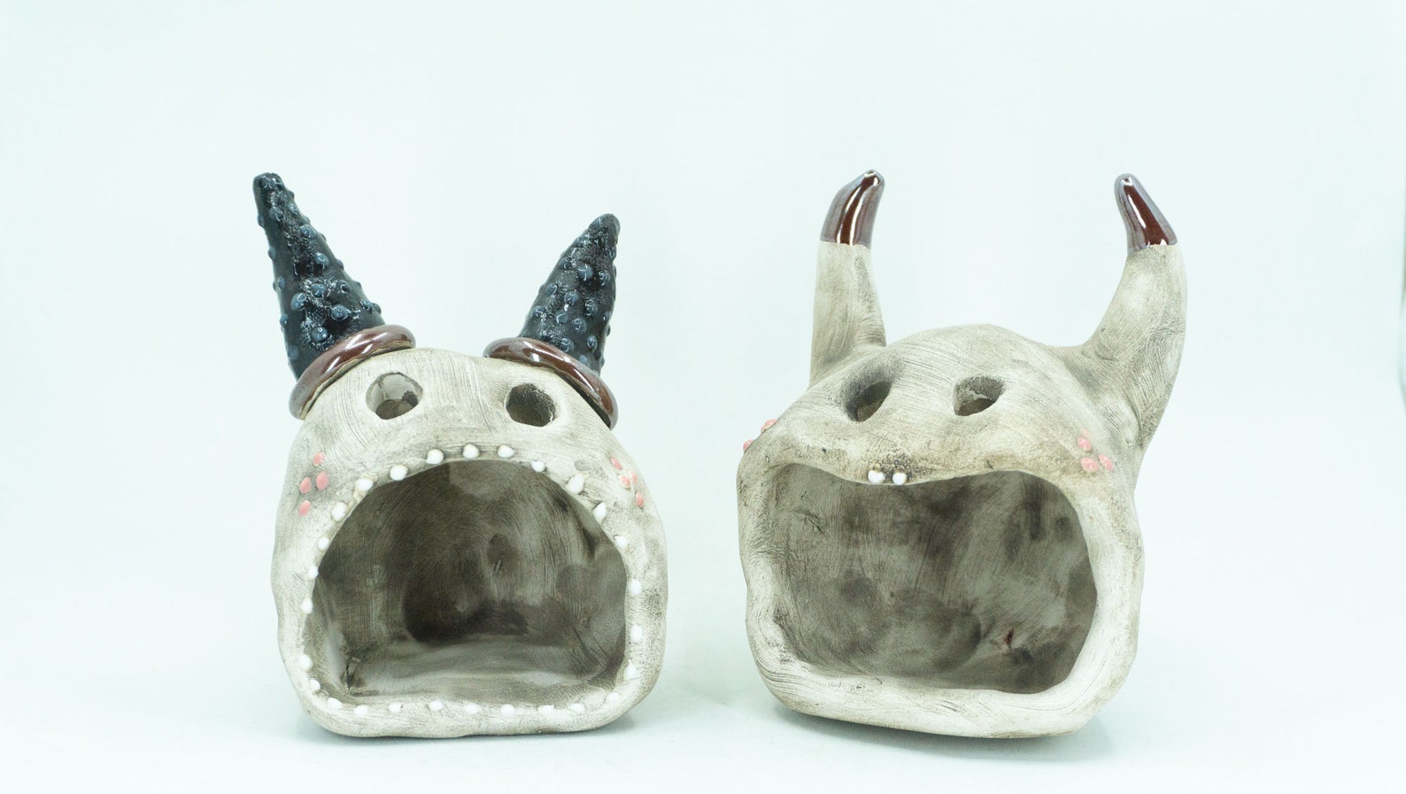 Ceramic Handmade Cute Devils Figure & Candle Holder , Halloween Gift 2 ...