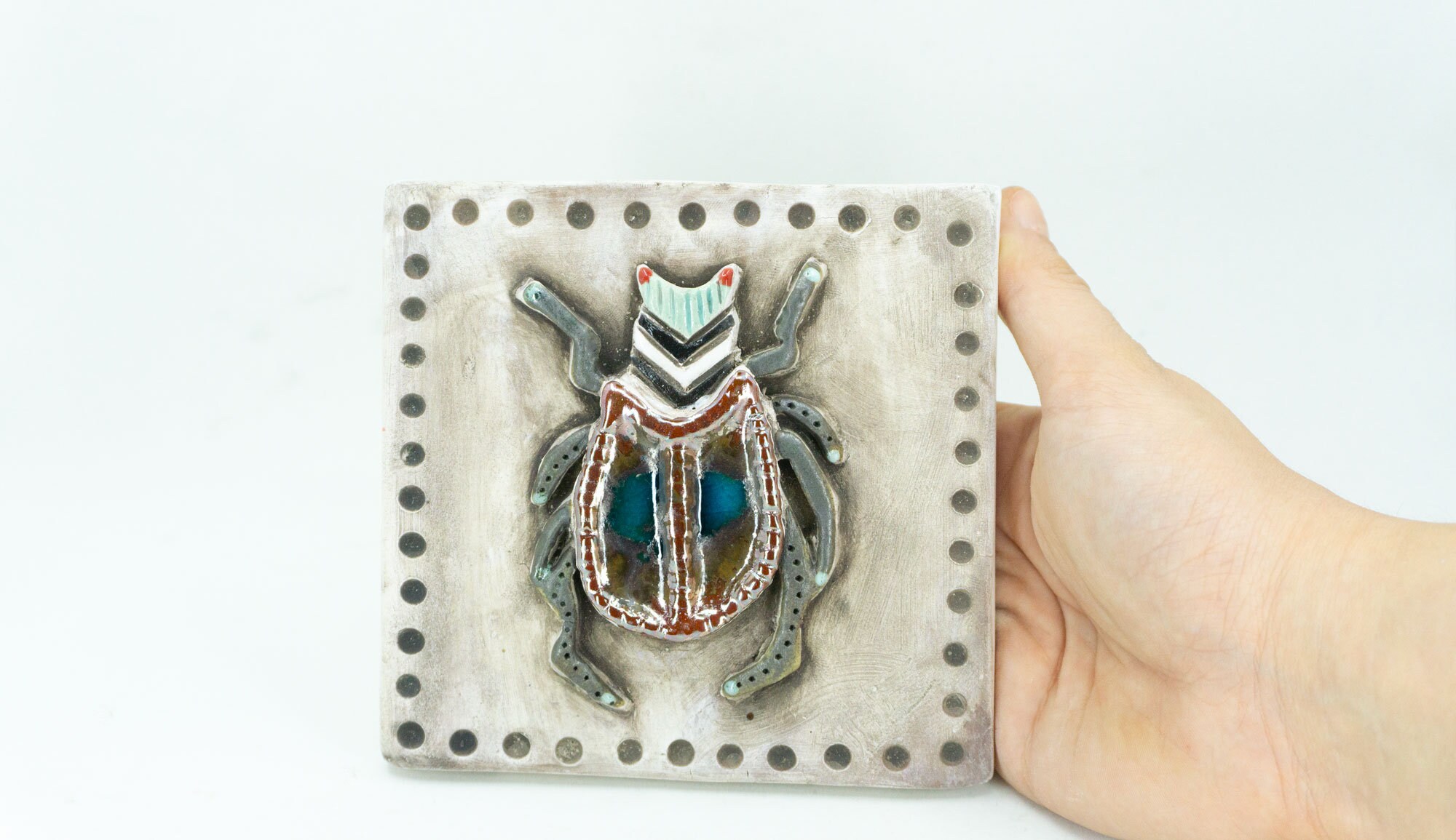 Ceramic Handmade Bugs Tile Set , 4 Piece Handpainted Relief Wall ...