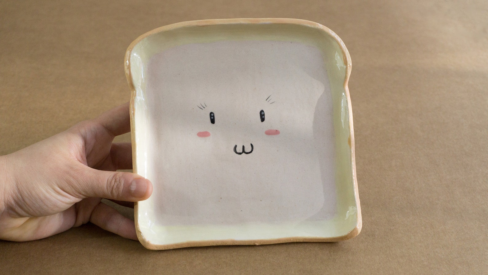 Ceramic Handmade Toast Serving Plate Cute Kawaii Plate - Etsy