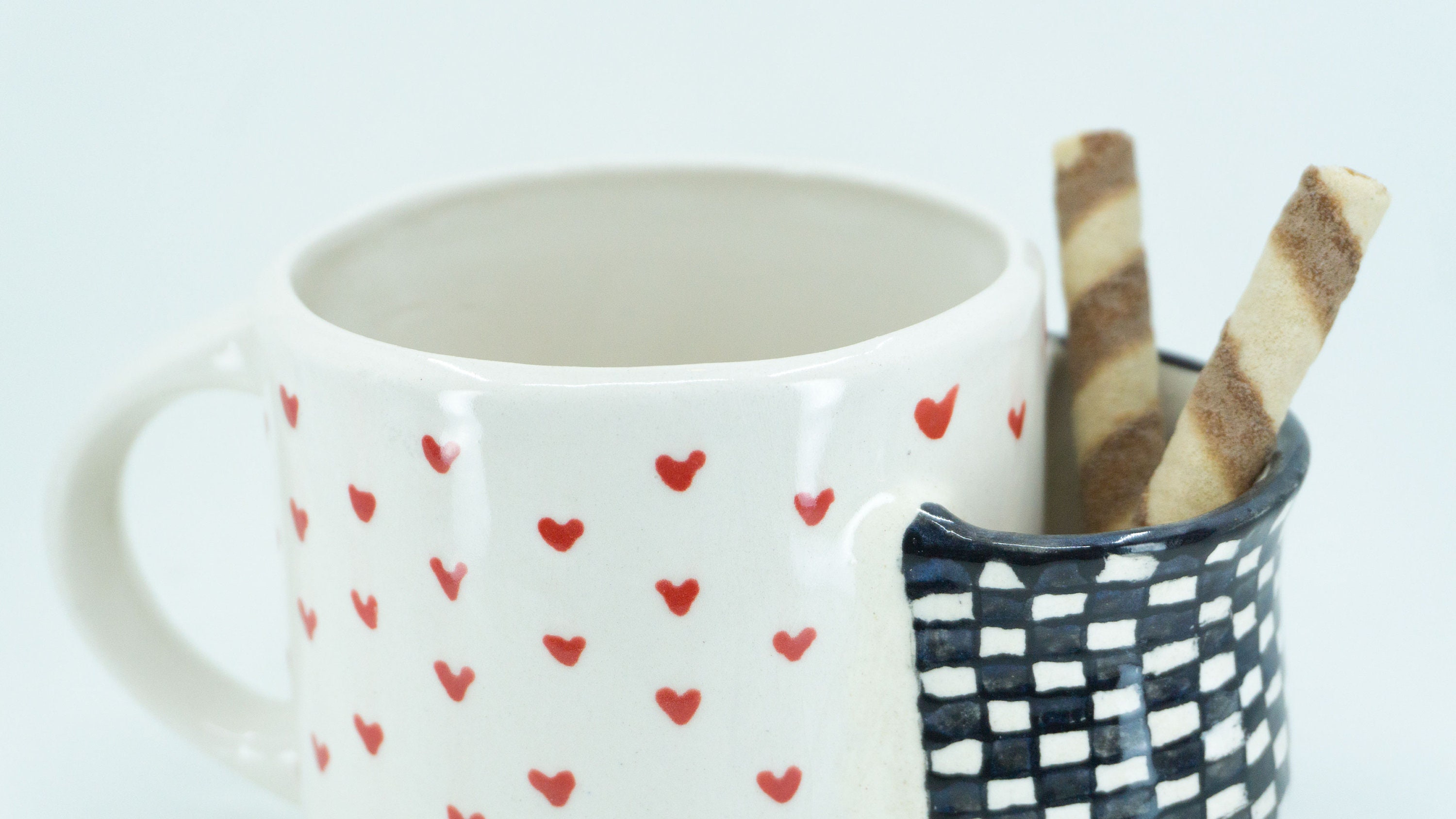 Ceramic Handmade Cute Cookie Holder Mug, Pocketed Coffee , Soup Mug ...