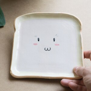 Ceramic Handmade Toast Serving Plate , Cute Kawaii Plate , Yellow Cute ...