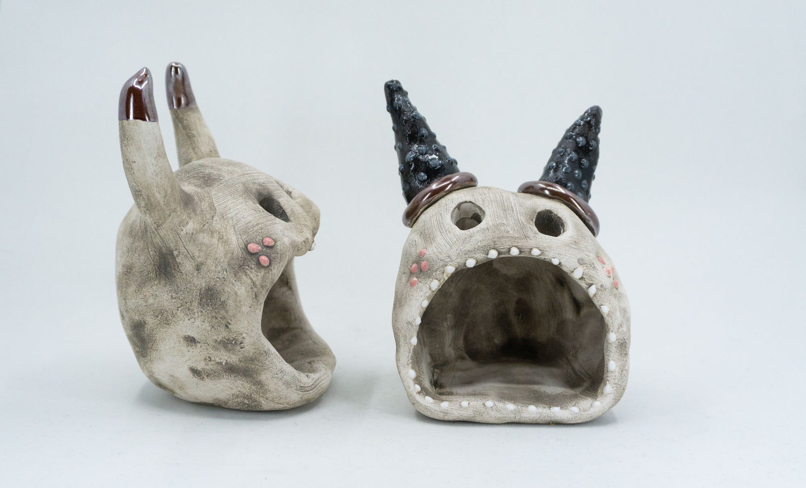 Ceramic Handmade Cute Devils Figure & Candle Holder , Halloween Gift 2 ...