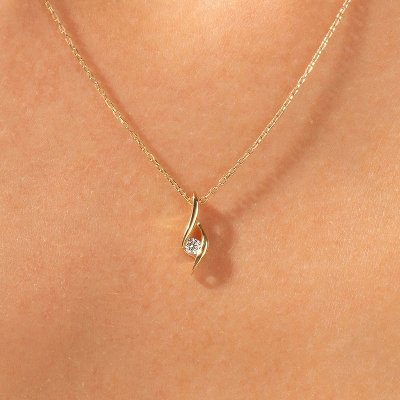 Single Diamond Necklace - Etsy