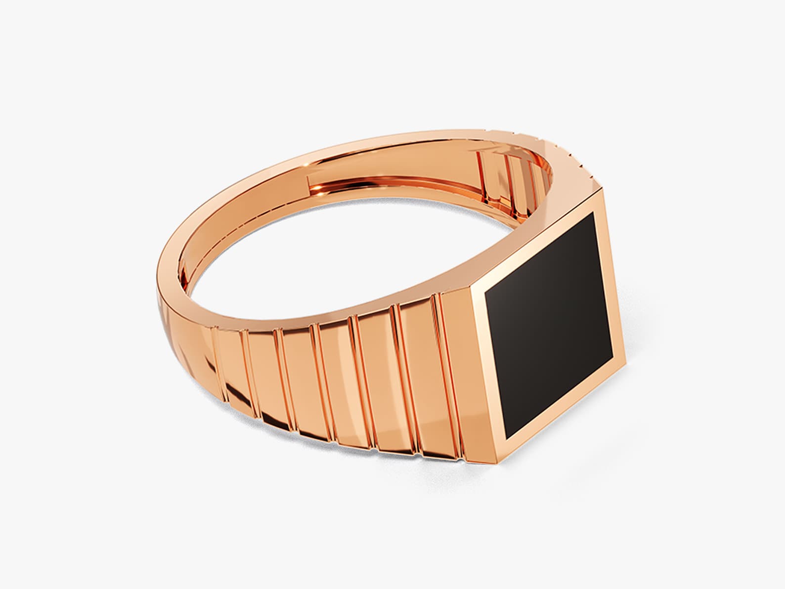 14k Solid Gold Black Signet Ring / Black Square Pinky Ring / - Etsy