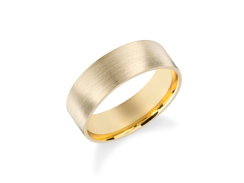 14k Matte Yellow Gold Band / FLAT / BRUSHED / Comfort Fit / - Etsy