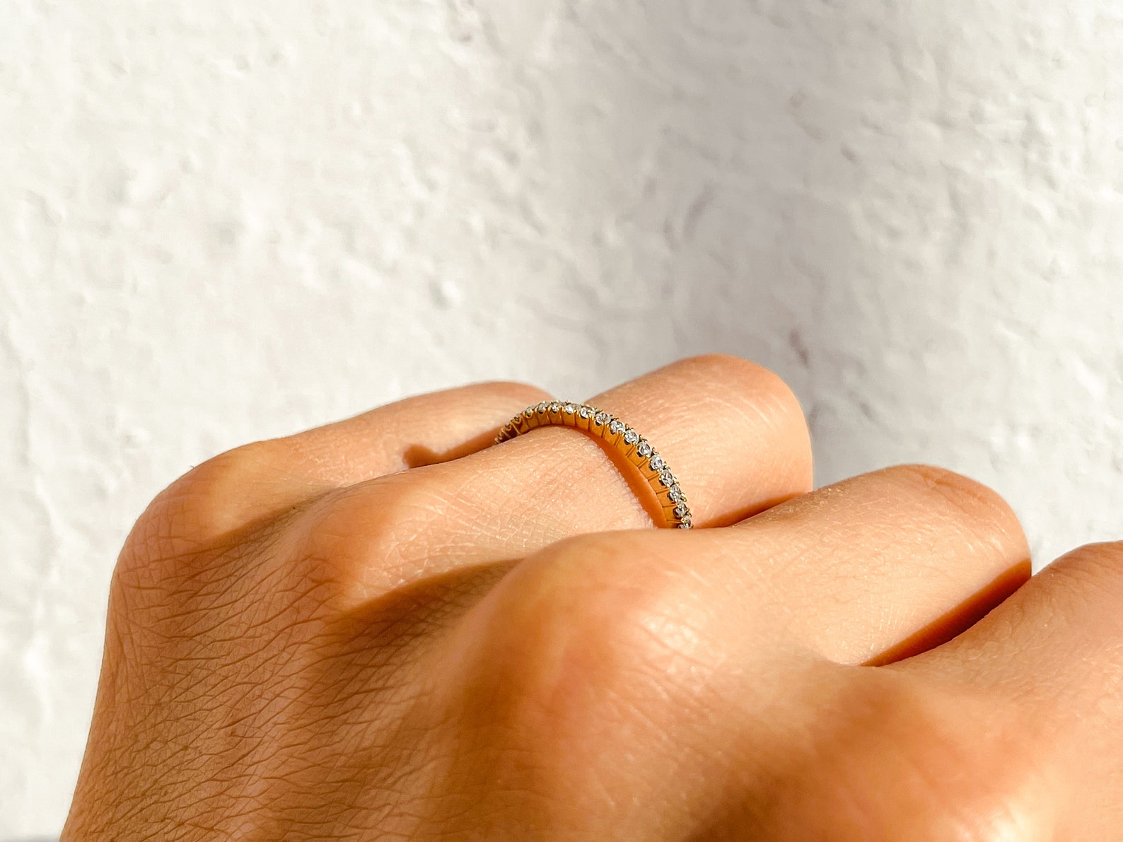 Slit Detailed Diamond Half Eternity Band / 14k Half Eternity | Etsy