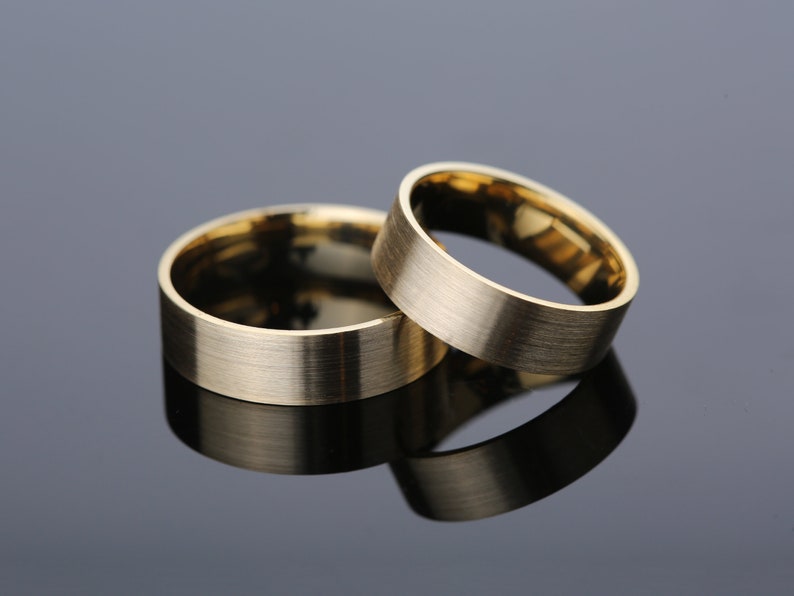 6mm Flat Solid Gold Band - MATTE BRUSHED / 10k 14k 18k Wedding Bands ...