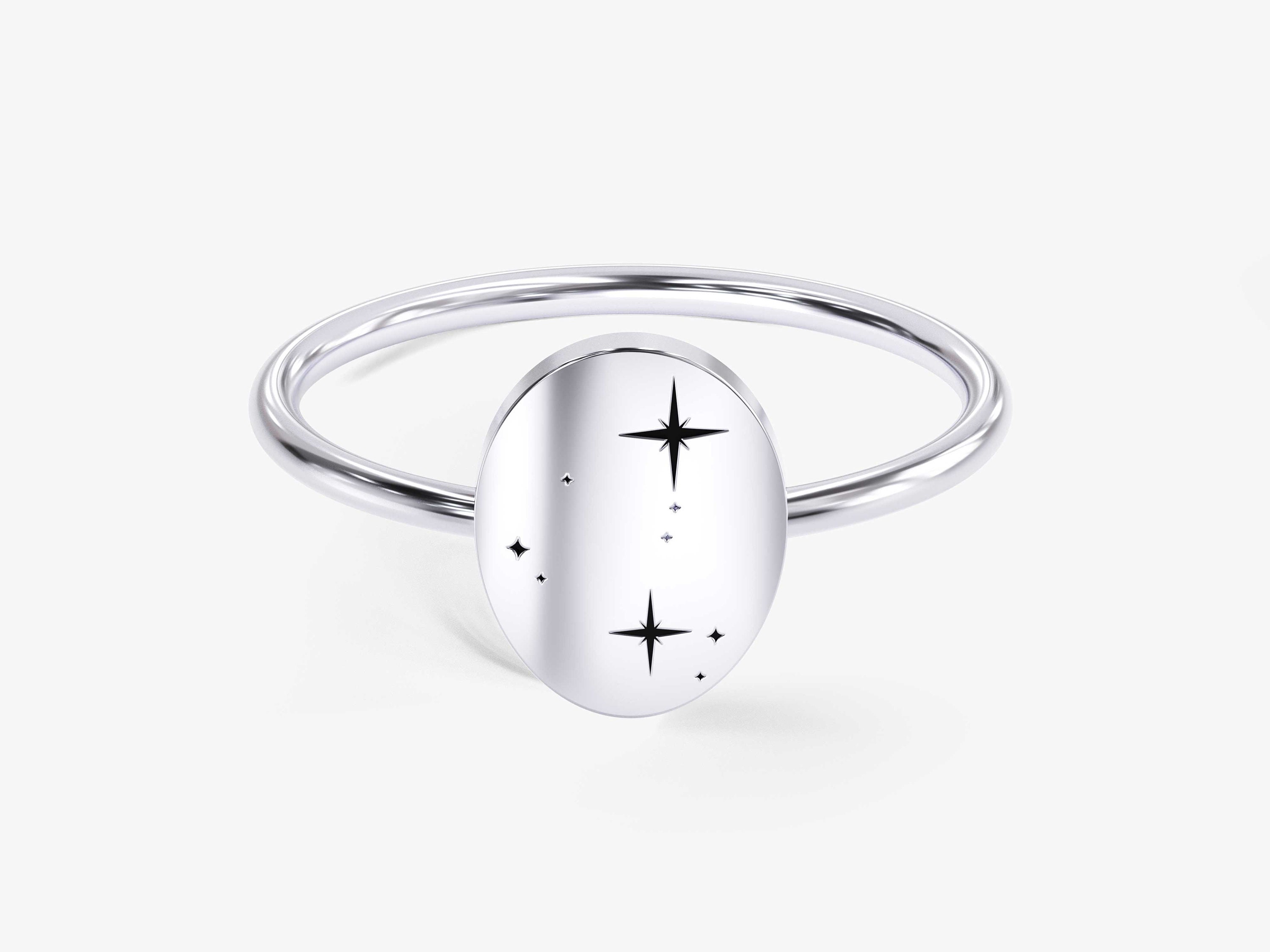 14k Gold Zodiac Signet Ring / Star Signet Ring / Gold - Etsy