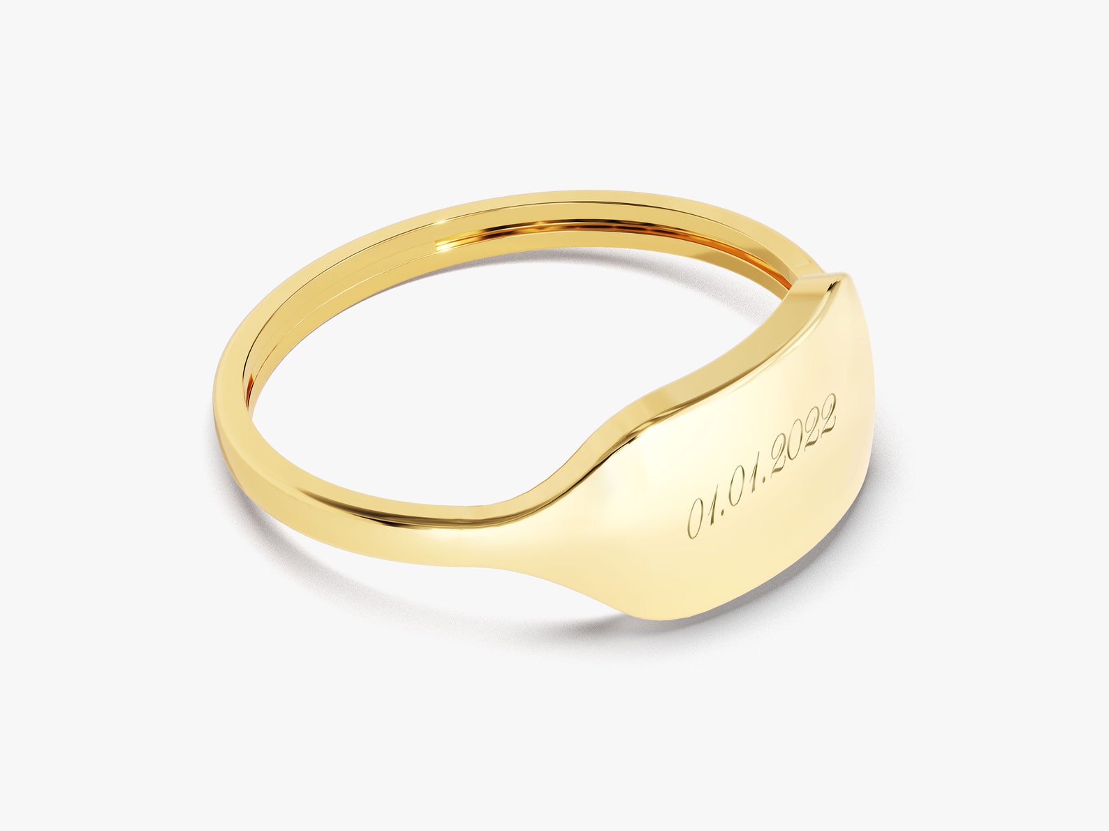 14k Solid Gold Name Signet Ring / Engraved Signet Ring / Gold Pinky ...